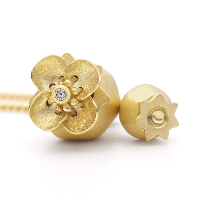 Kinetic, Gold Poppy Locket Necklace | Handmade by Victoria Walker