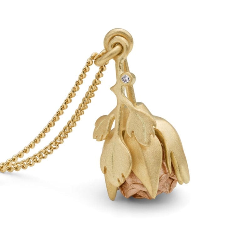 Gold Kinetic, Rose Locket Necklace | Handmade by Victoria Walker