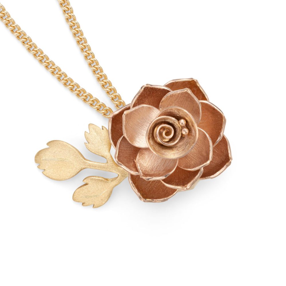 Gold Kinetic, Rose Locket Necklace | Handmade by Victoria Walker