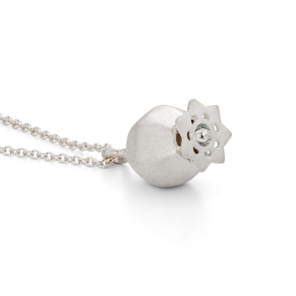 Sterling Silver Poppy Pendant | Handmade by Victoria Walker