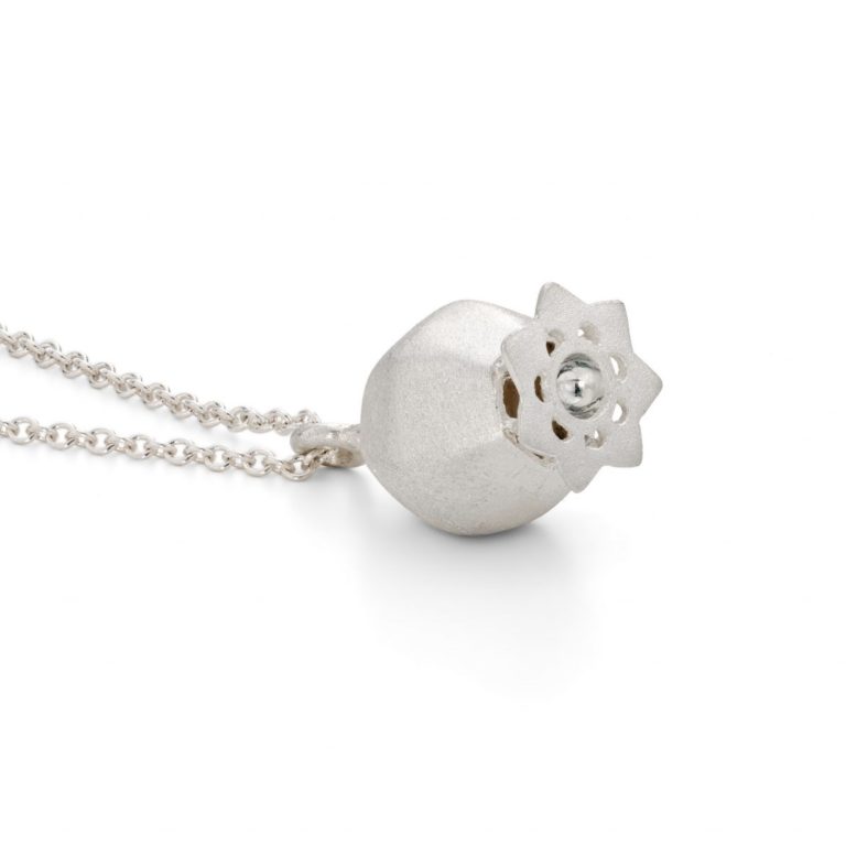 Sterling Silver Poppy Pendant | Handmade by Victoria Walker